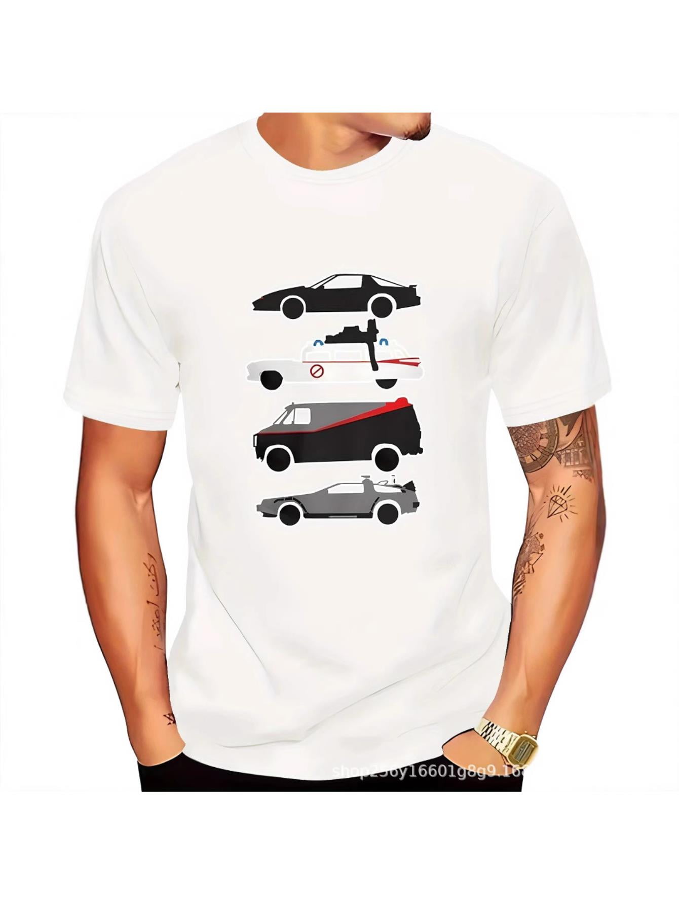 Classic Movie Car Silhouette Print T-Shirt - american Streetwear Design ...