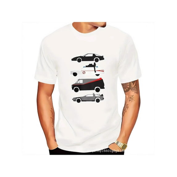 Classic Movie Car Silhouette Print T-Shirt - american Streetwear Design ...