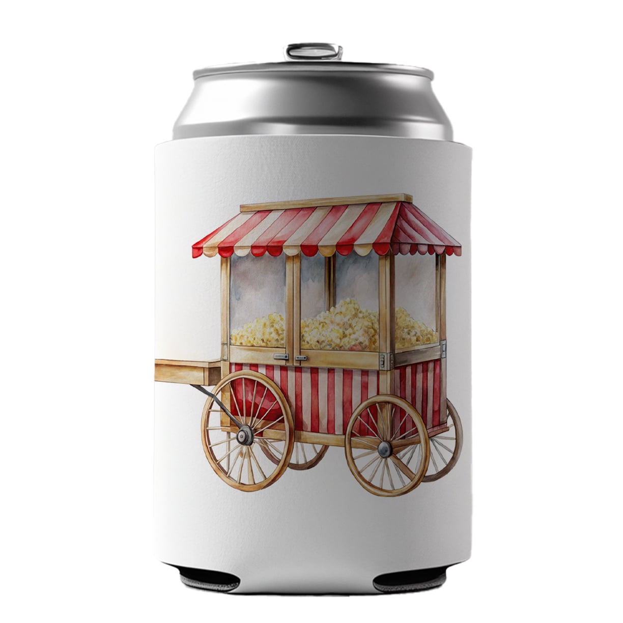Classic Movie Popcorn Vendor Cart Watercolor Drink Beer Soda Insulated ...