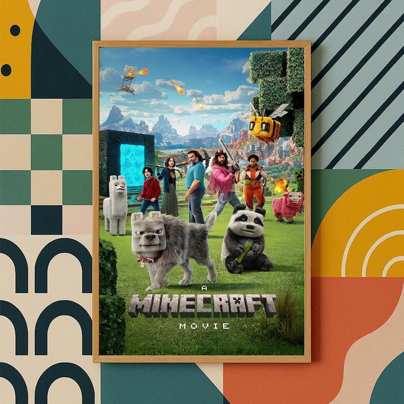 Classic Movie Poster Wall Art – Minecraft Vintage Cinema Print 24x36 ...