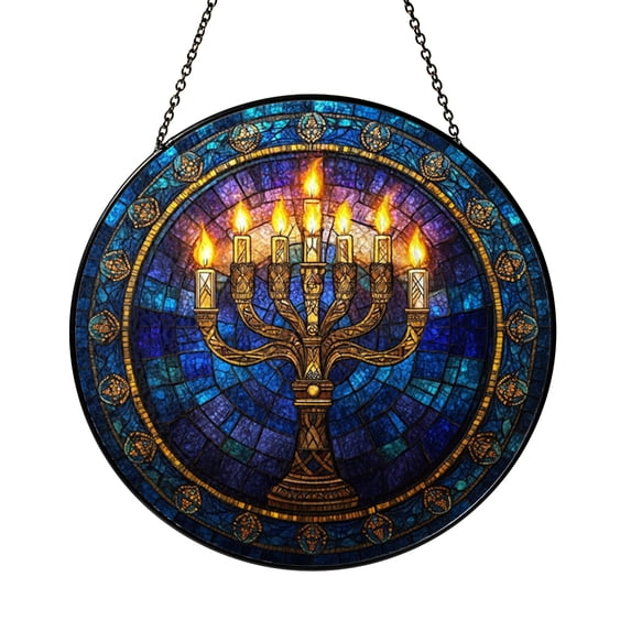 Classic Multi Candle Silhouette Stained Glass Suncatcher – Window Decor ...
