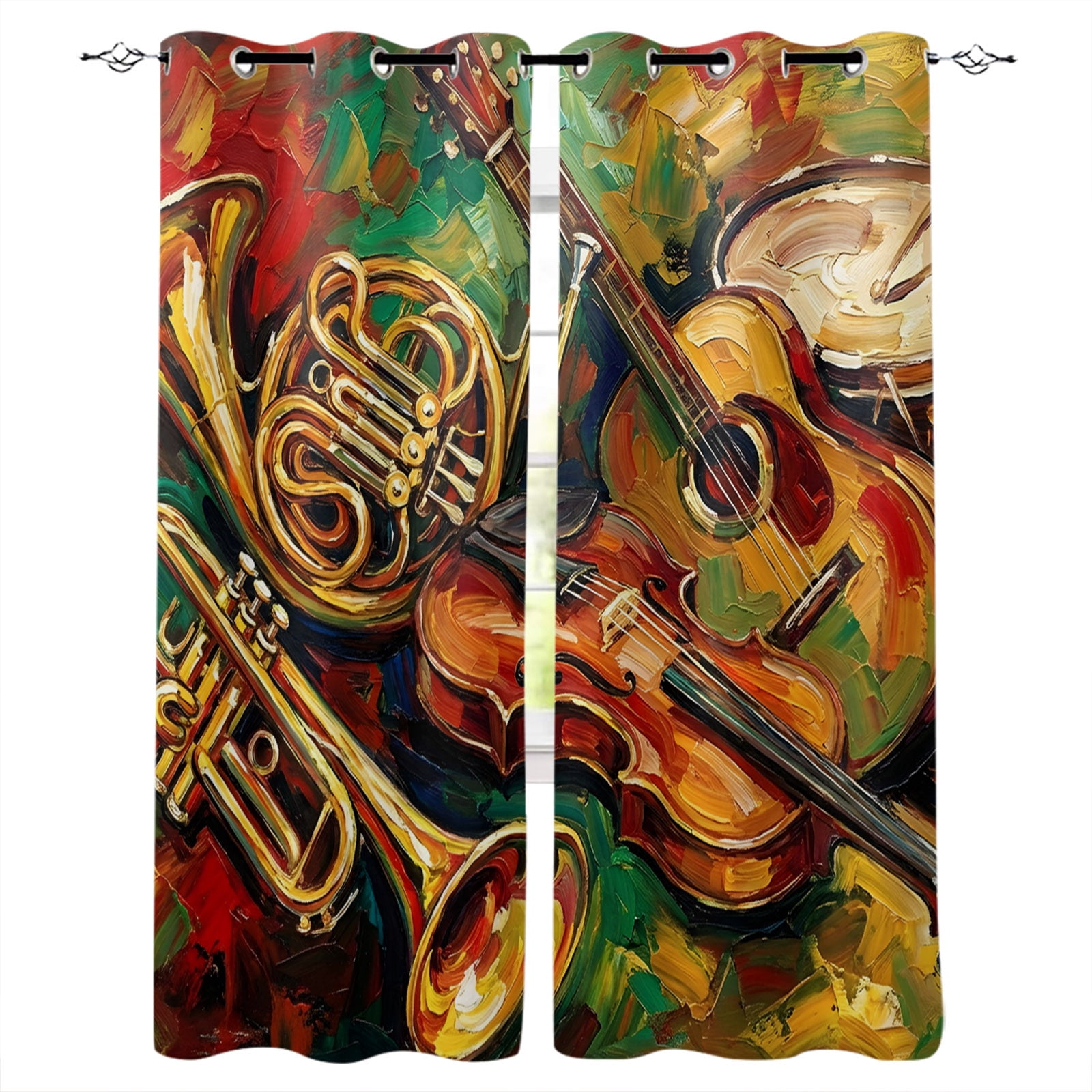 Classic Musical Instrument Blackout Curtains for Bedroom/Living Room ...