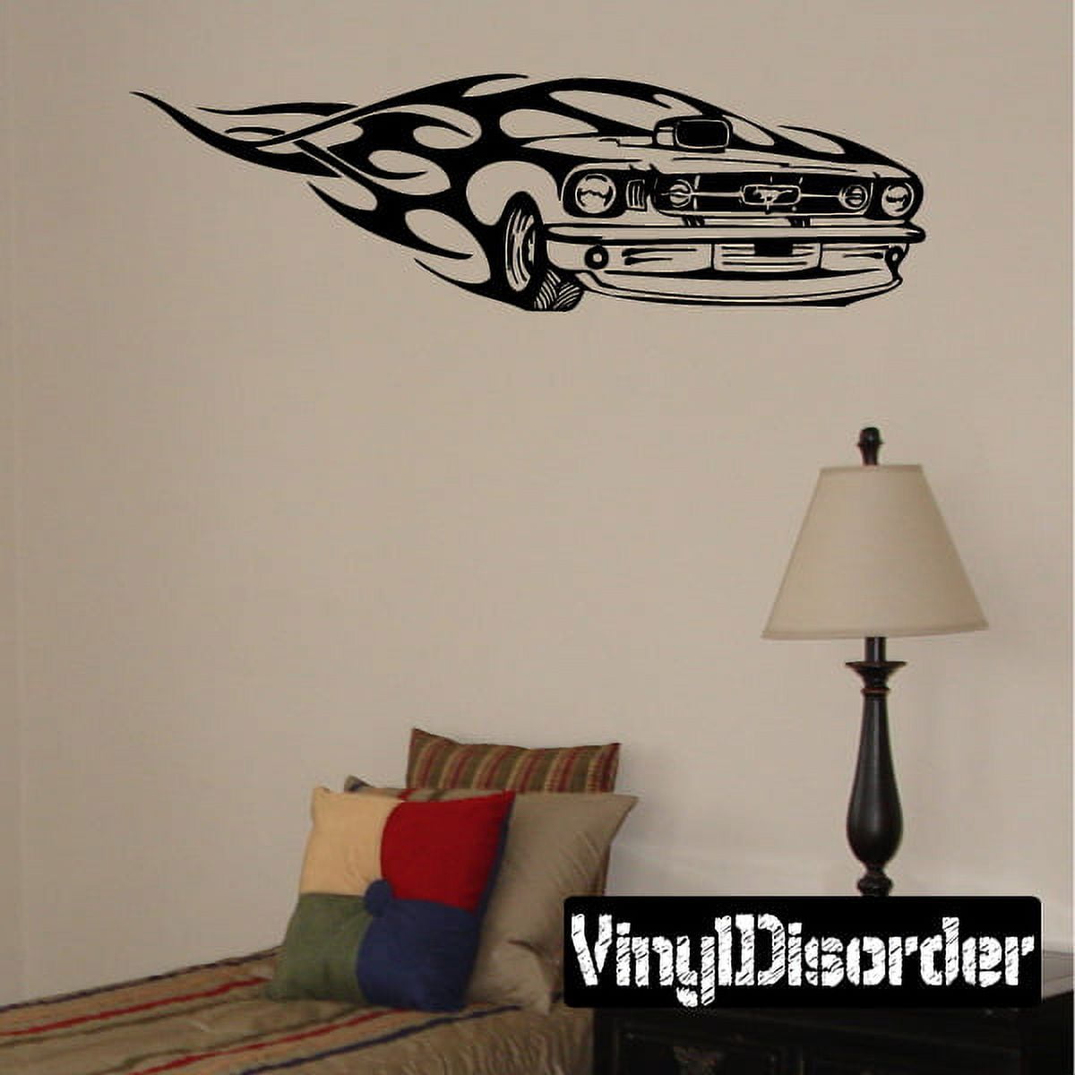 Classic Mustang Front End In Flames Decal - 36 Inches - Walmart.com