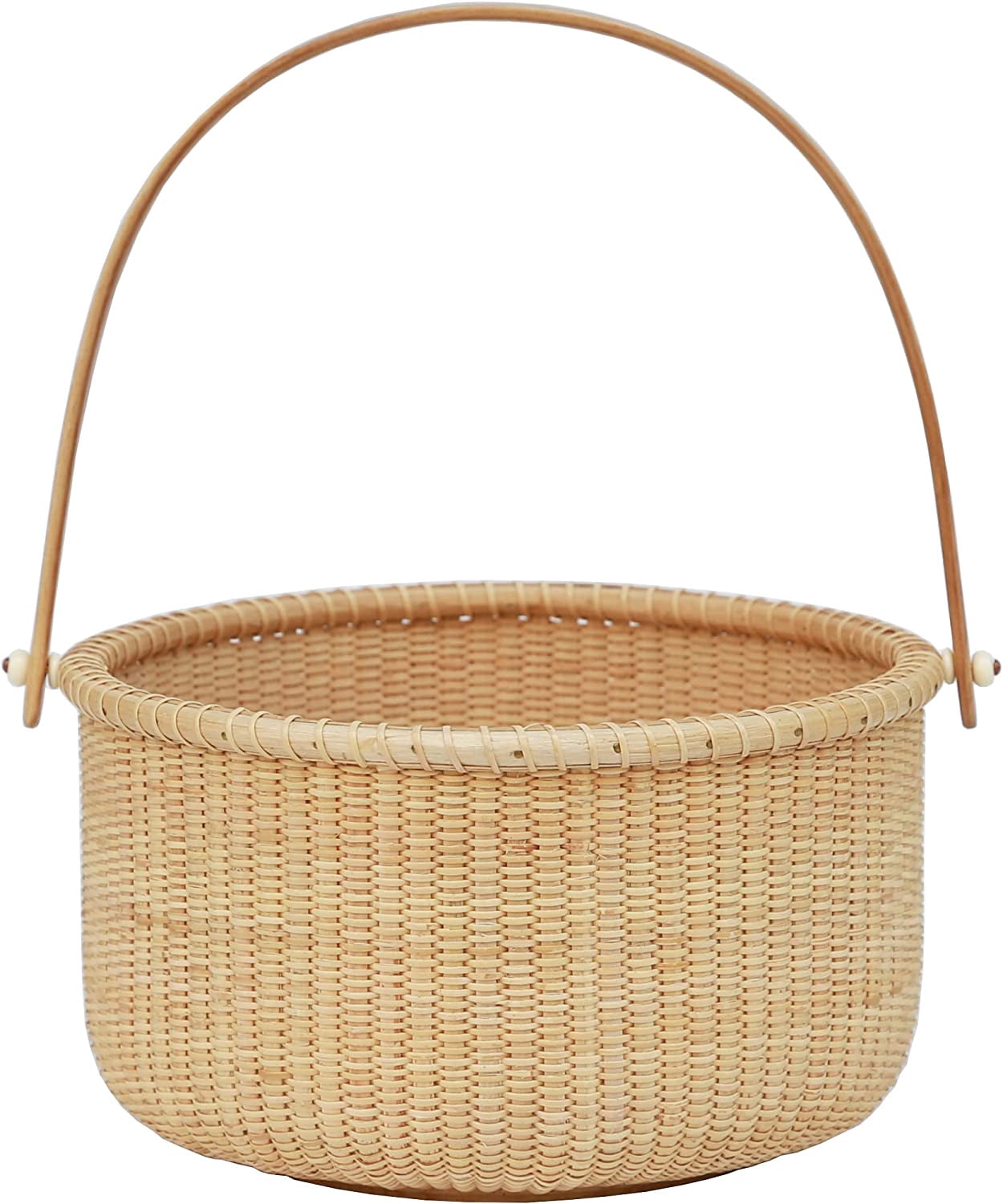 Classic Nantucket Round baskets with wood Knobs HandleWoven Basket ...