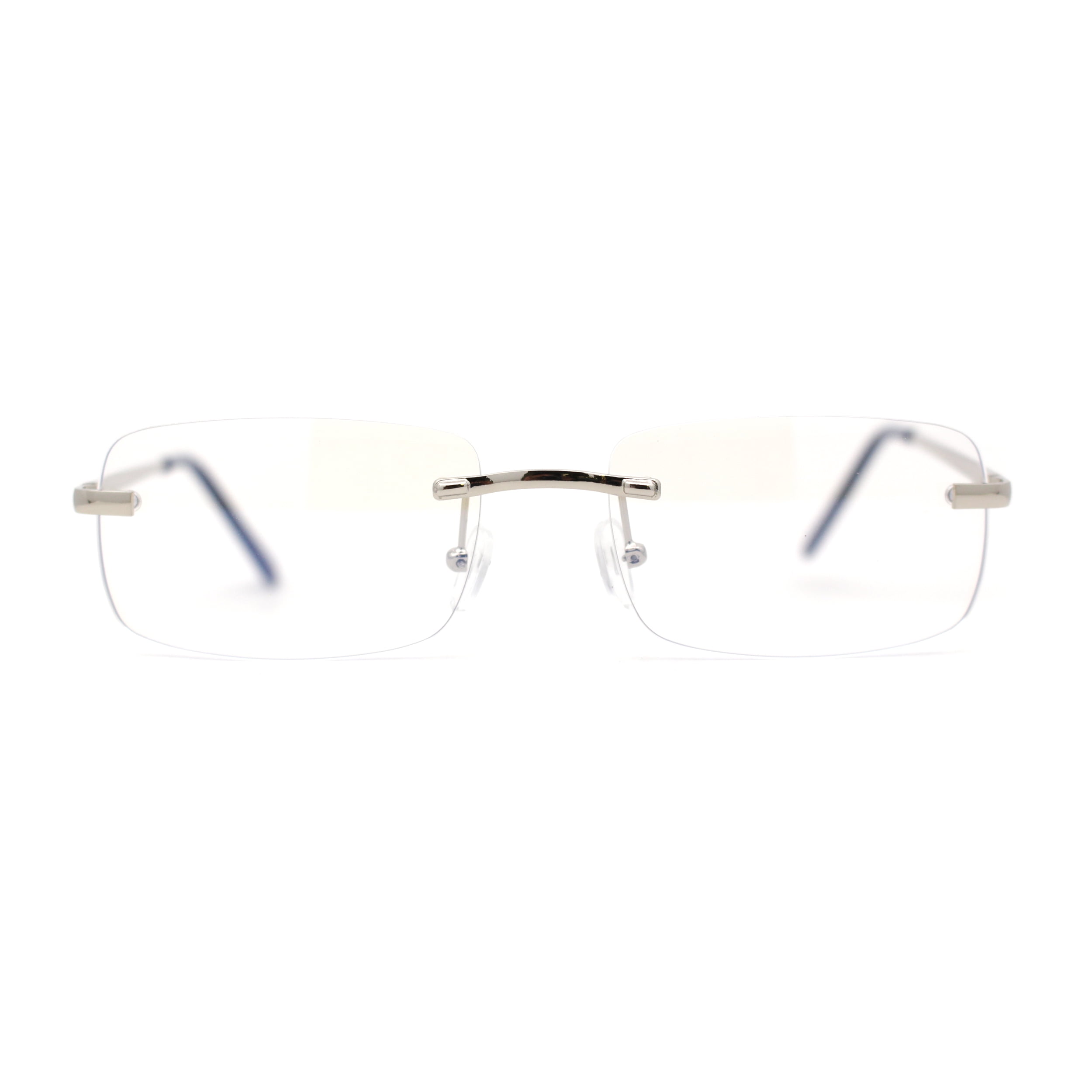 Classic Narrow Rectangle Rimless Blue Light Filtering Computer Glasses ...