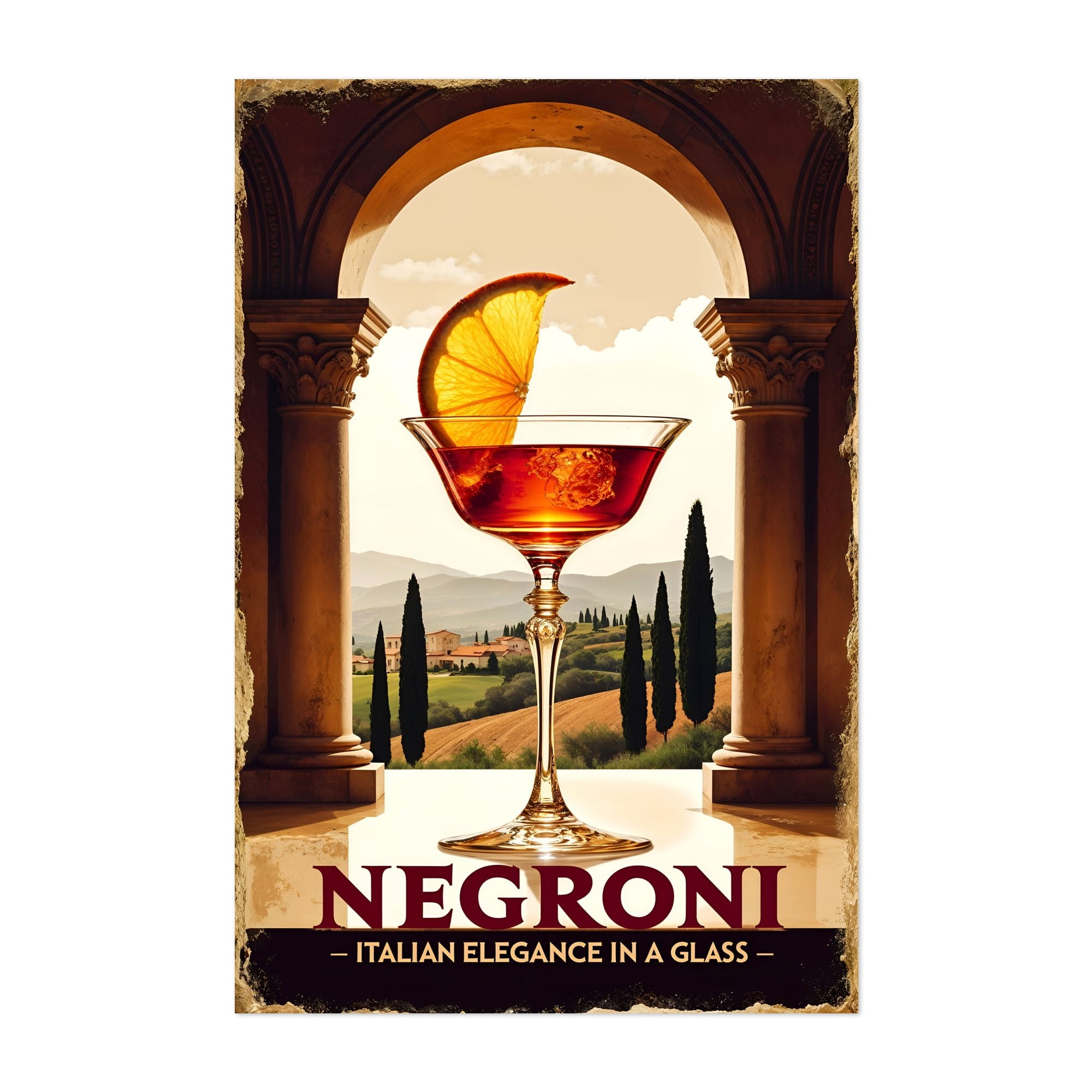 Classic Negroni Poster: Nostalgic Cocktail Sophistication - Tuscany ...