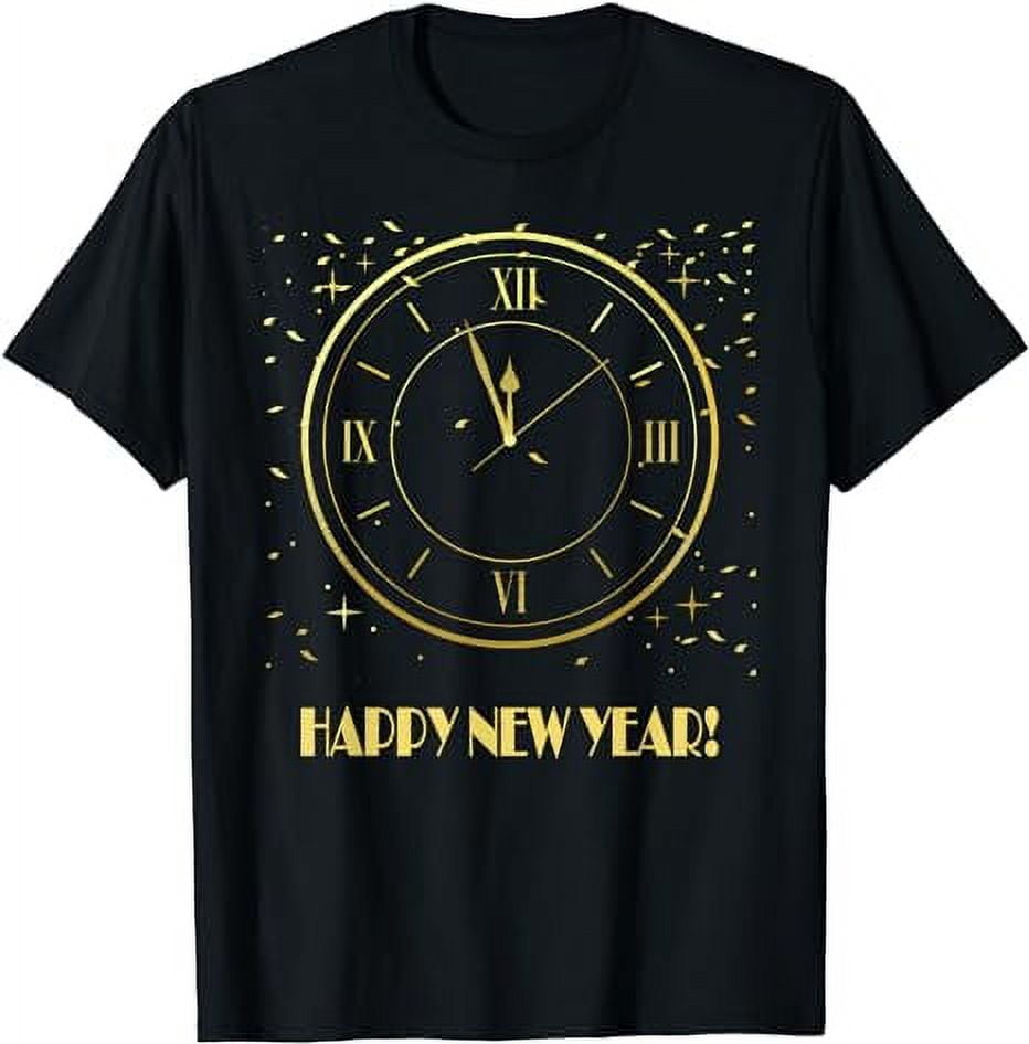 Classic New Years Eve Countdown Celebration Midnight Clock T-Shirt ...