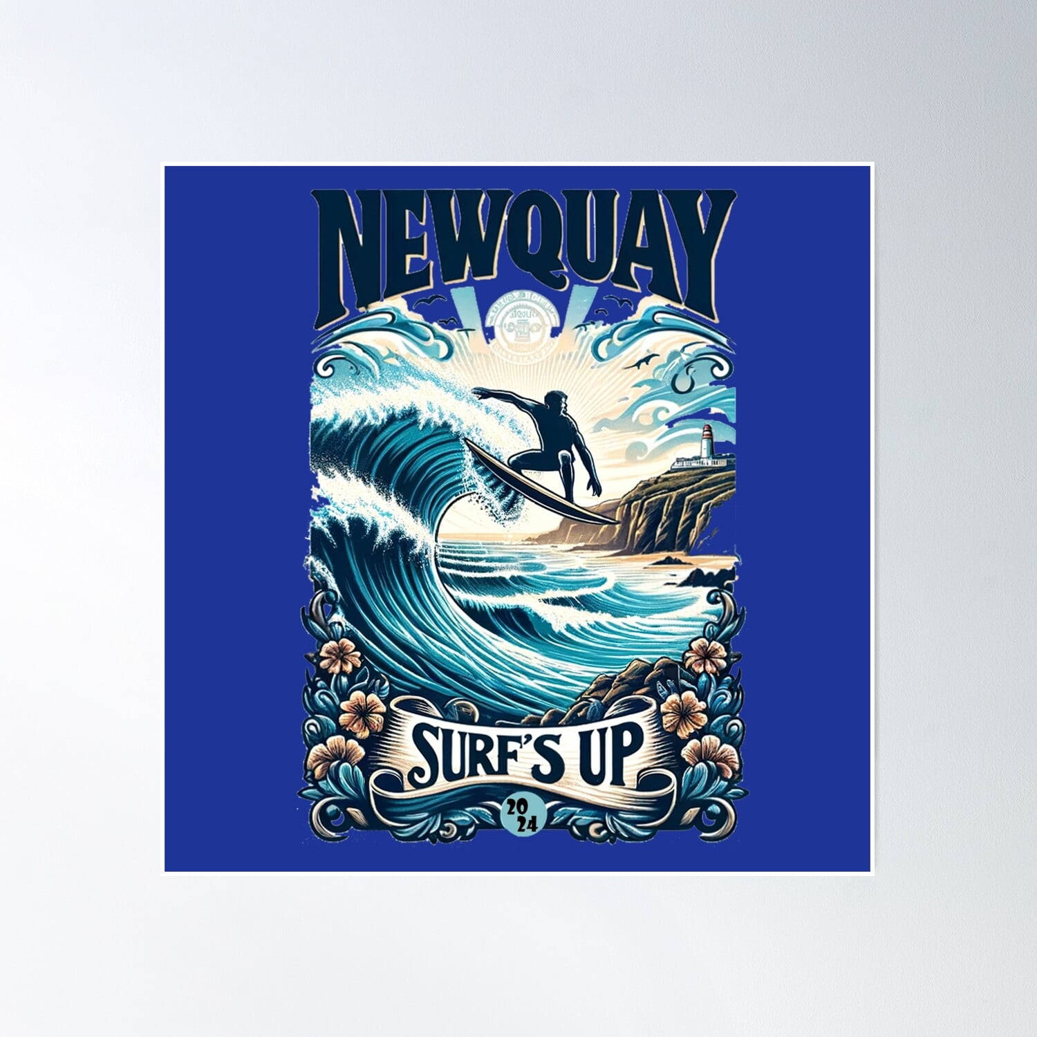 Classic Newquay: The Surfer'S Haven Surfs Up Poster Wall Art, Modern ...