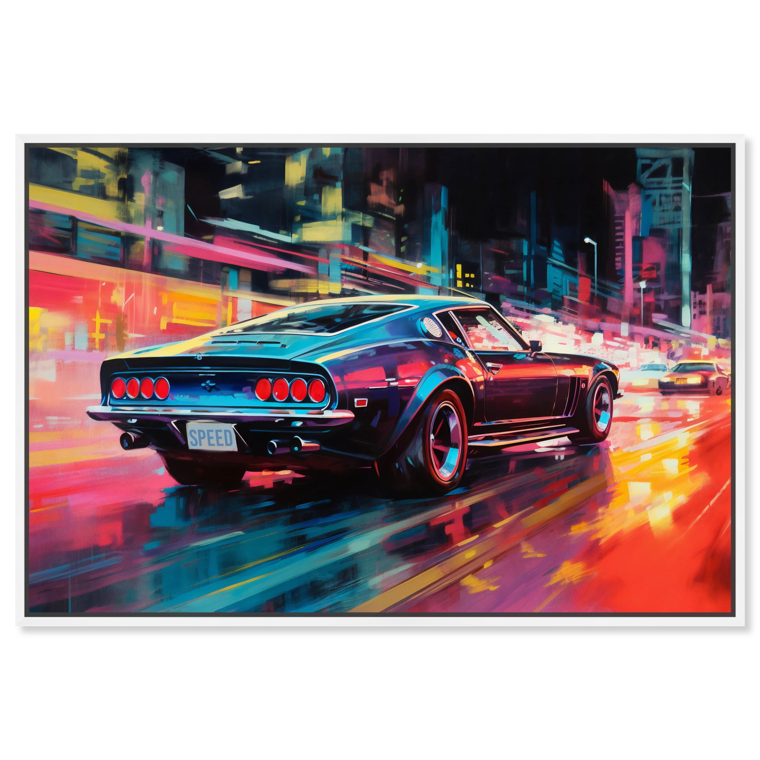 Classic Night Drive Car Canvas Wall Art by Notoriart, White Floater ...