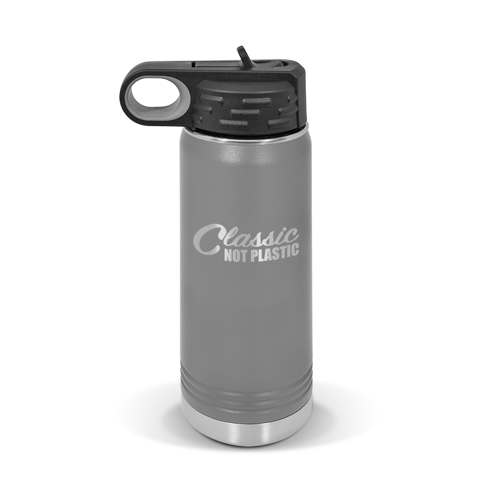 Classic Not Plastic Water Bottle 20 oz - Laser Engraved w/ Flip Top ...