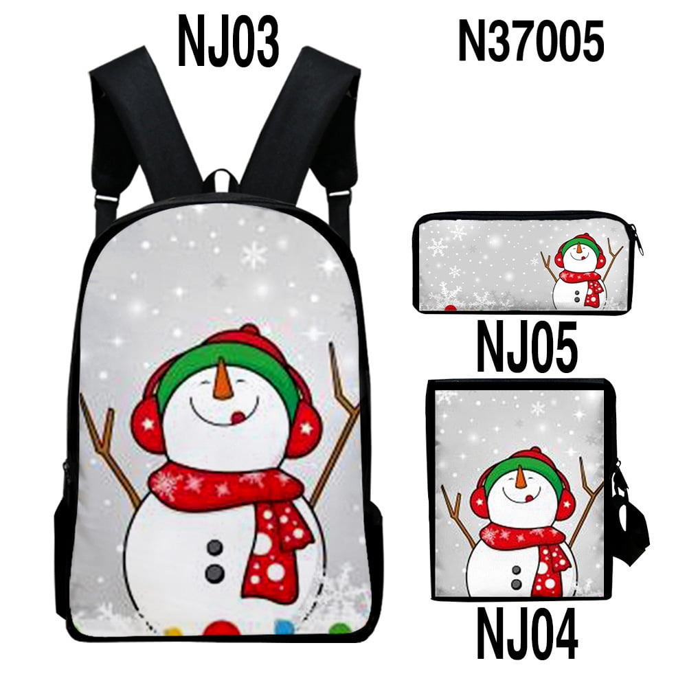 Classic Novelty Merry Christmas 3D Print 3pcs/Set pupil Bags Laptop ...