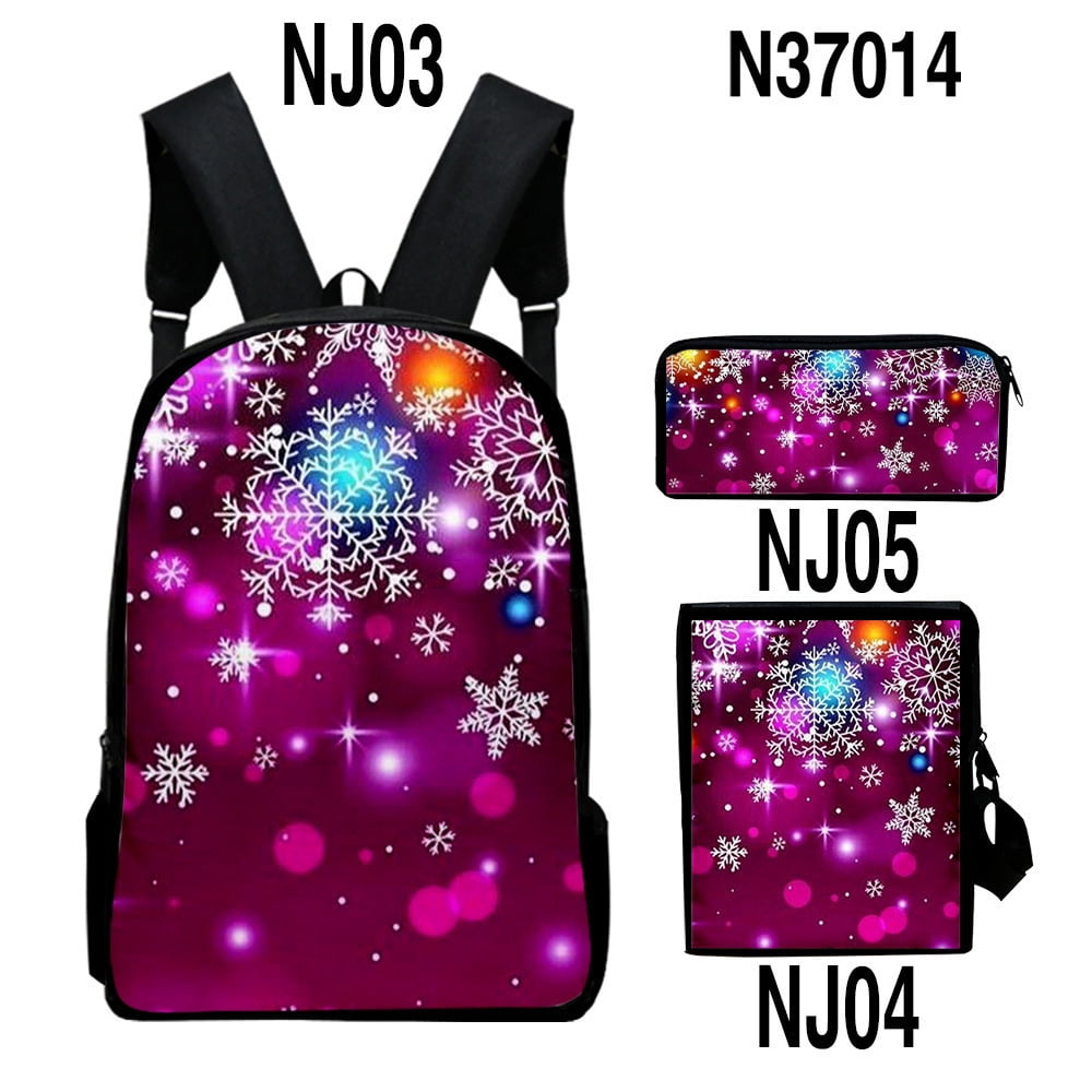 Classic Novelty Merry Christmas 3D Print 3pcs/Set pupil Bags Laptop ...