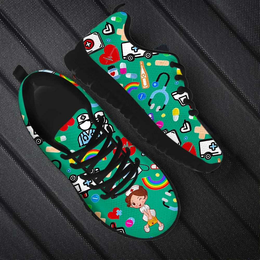 Classic Nurse Shoes Kawaii Nurse Girls Pattern Flat Shoes for Women ...