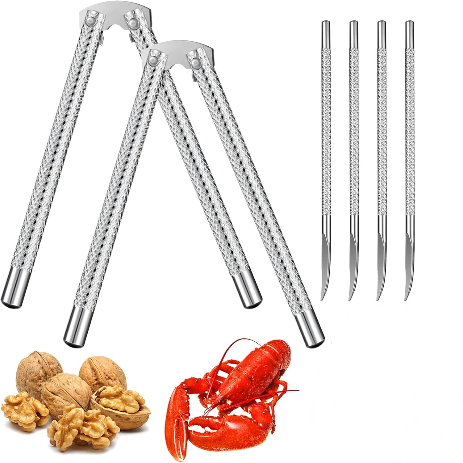Huhao Classic Nutcracker Set, Stainless Steel, 6 PCS, Pecan Walnut Cracker, Crab Lobster Tool ...