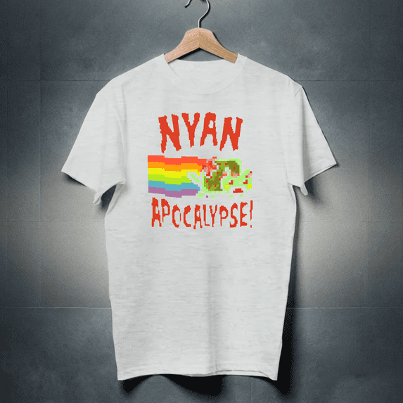 Classic Nyan Cat Apocalypse T-Shirt Funny Meme Retro Graphic Tee Unisex ...