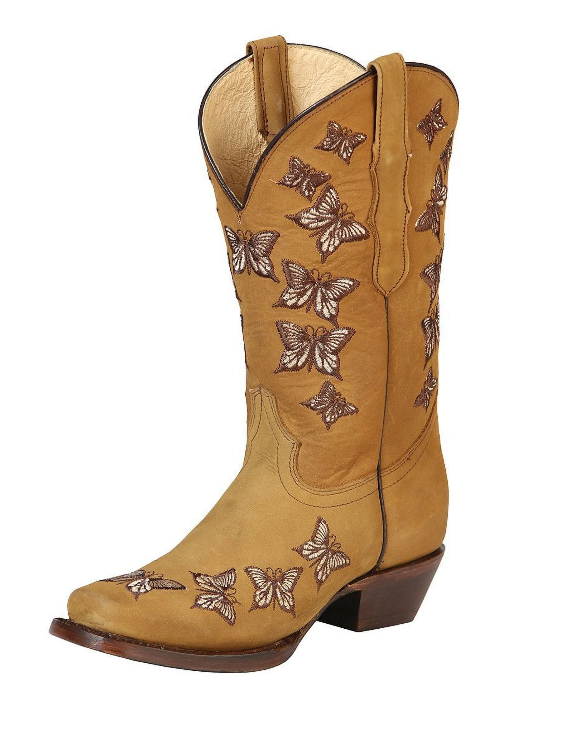 Classic Oleobuck Leather Rodeo Boots for Women (Butterflies) 'El ...