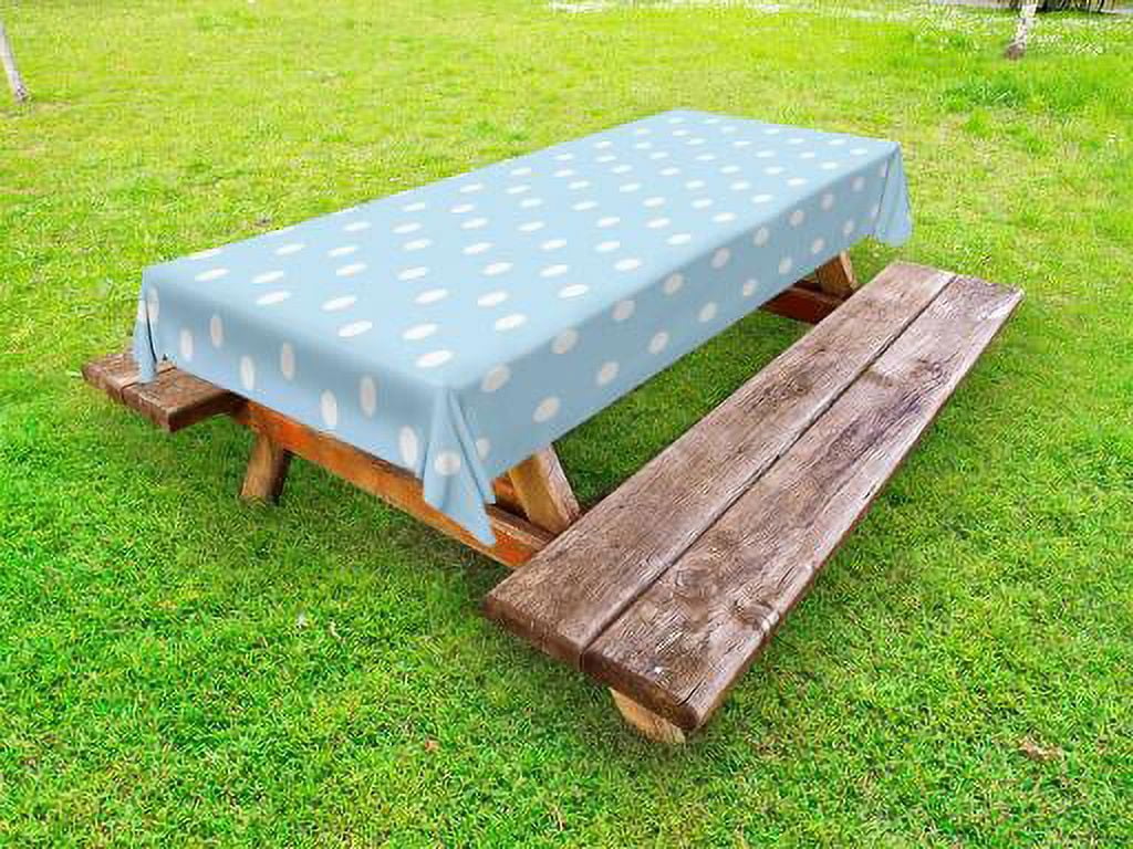 Classic Outdoor Tablecloth, Watercolor Style White Spots on Blue ...