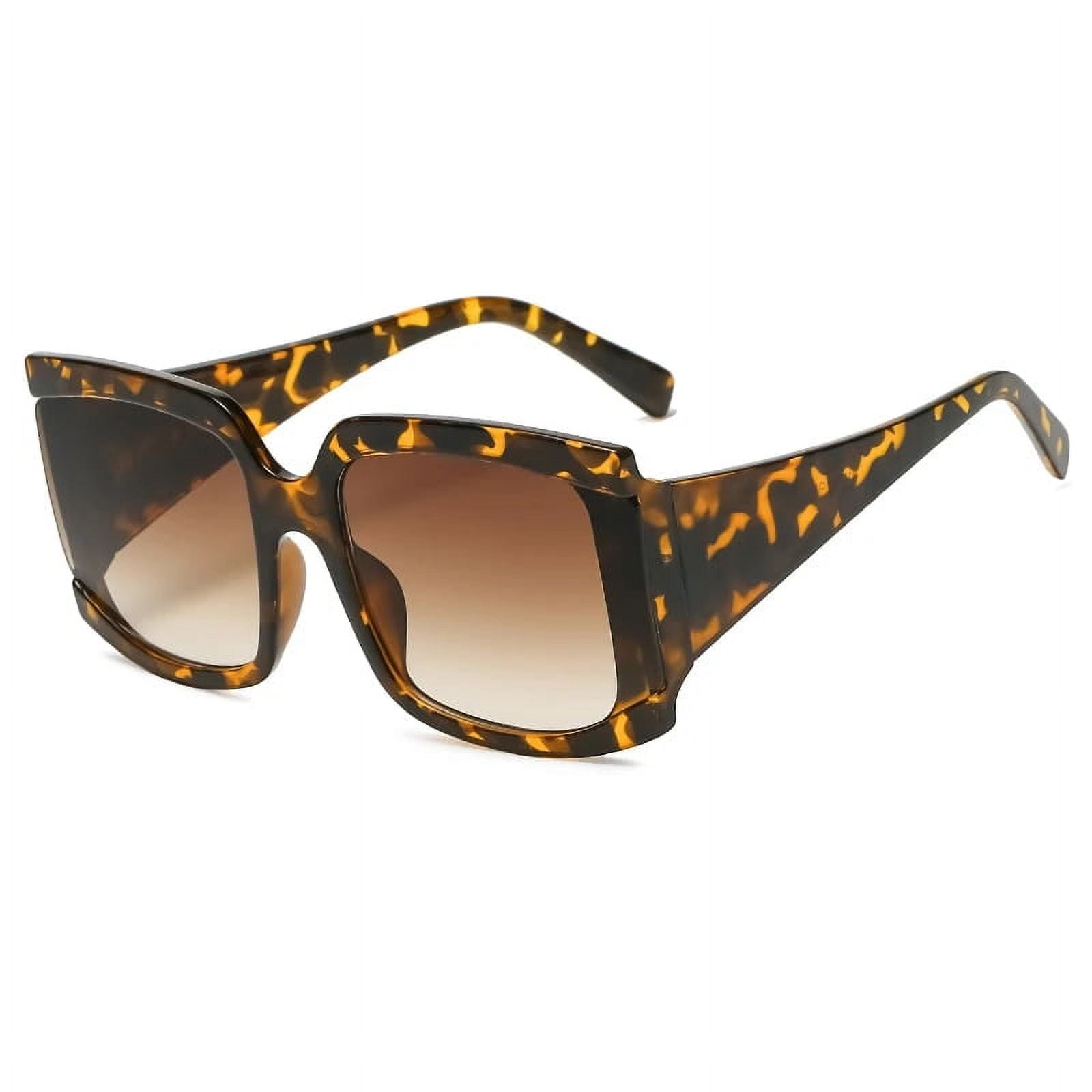 Classic Oversized Square Sunglasses Women New Fashion Black Leopard Sun