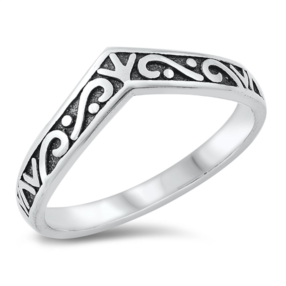 Classic Oxidized Swirl Tiara Ring .925 Sterling Silver Band Jewelry ...