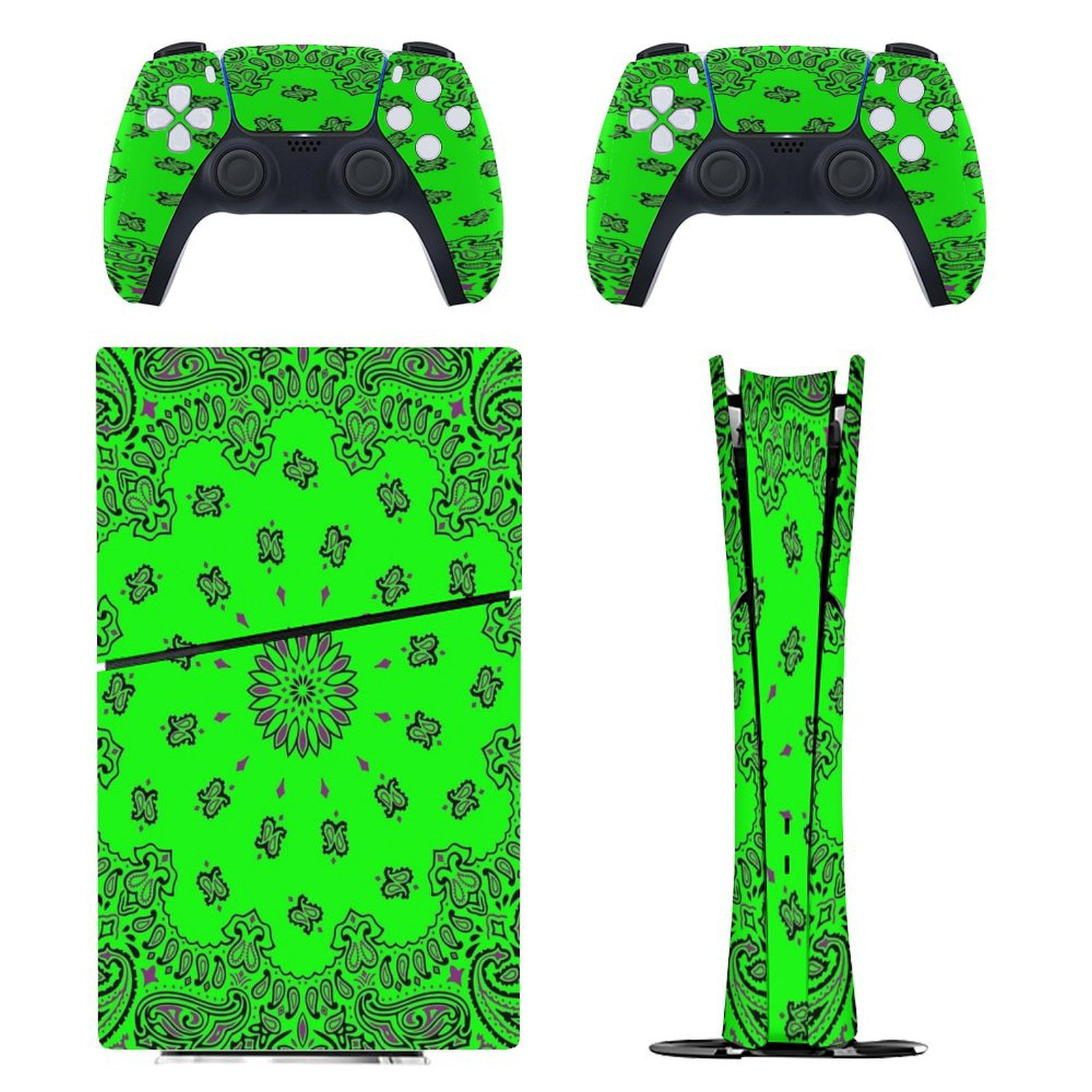 Classic Paisley Bandana, Neon Green, Purple And Black PS5/PS5 Slim ...