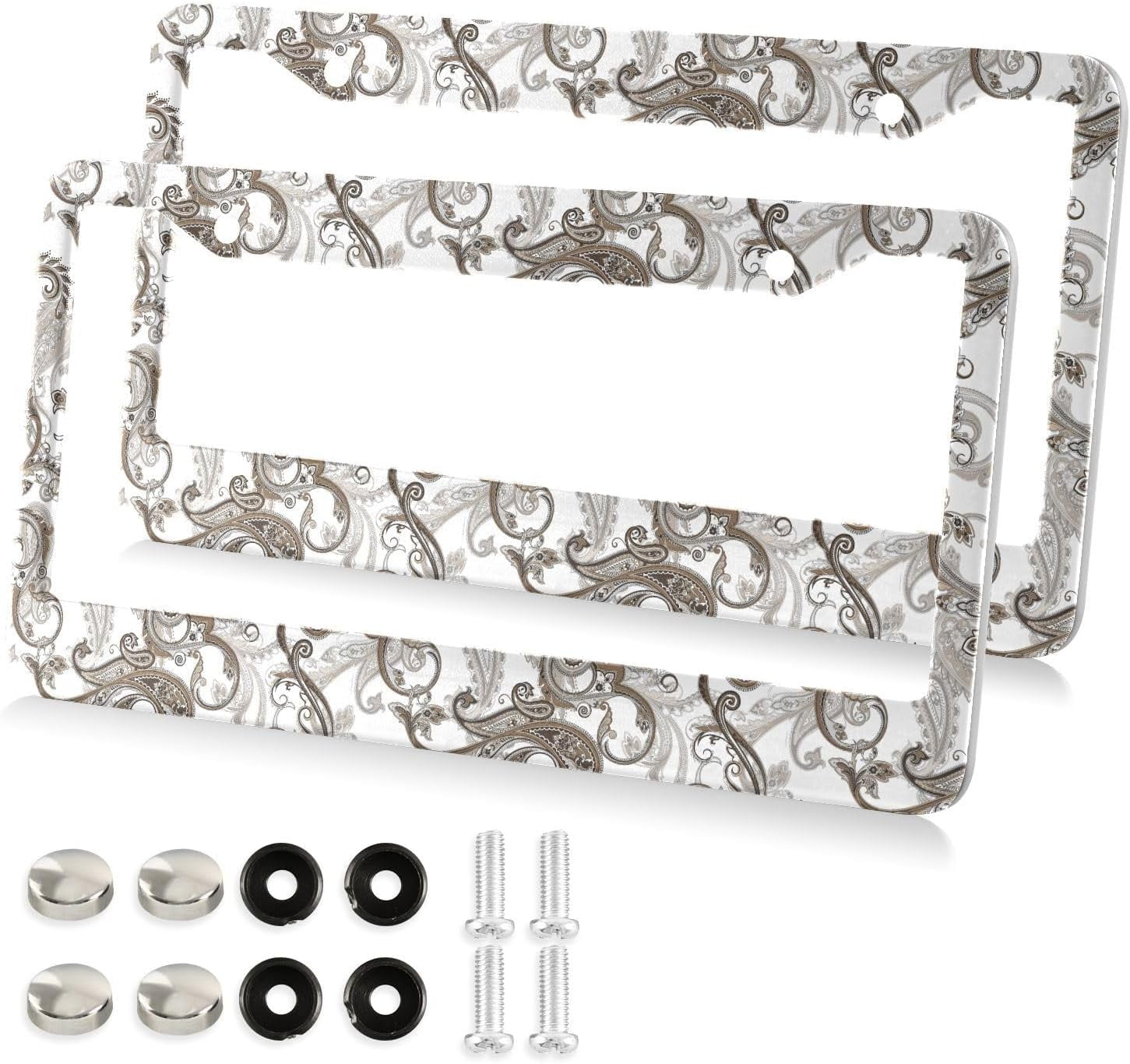 Classic Paisley License Plate Frame, Aluminum Car Tag Frames, 2 Pack ...