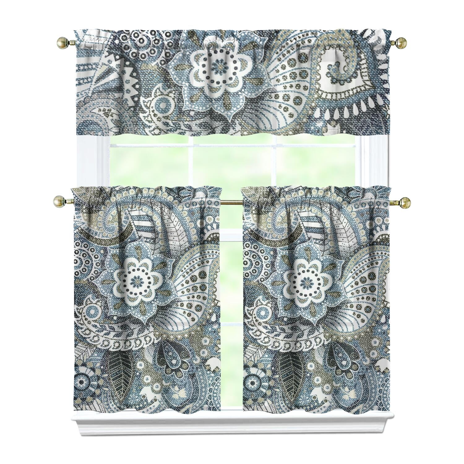 Classic Paisley Pattern Drapes - Triple Weave Blackout Curtains Set ...