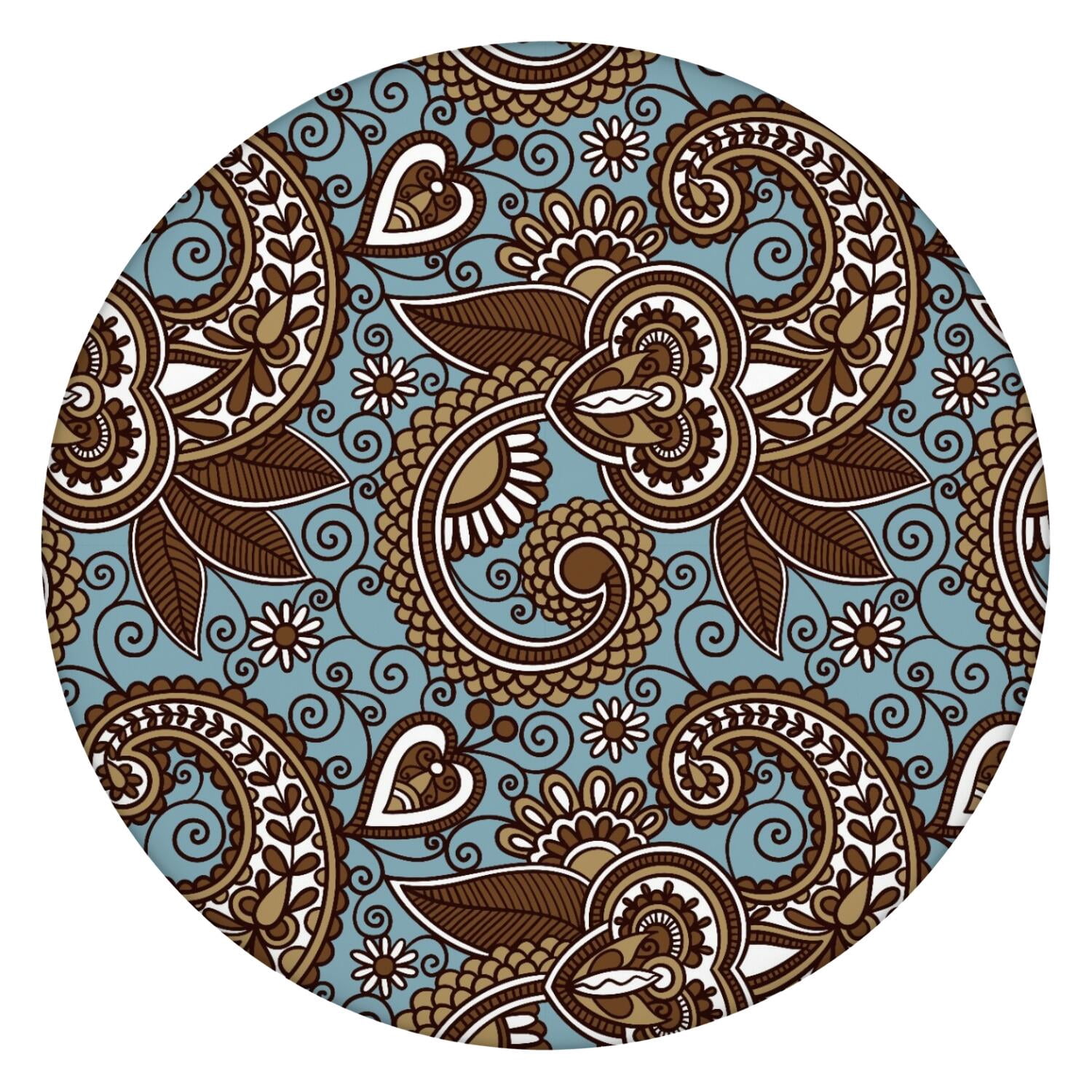 Classic Paisley Round Table Cover Elastic Edge Waterproof Tablecloth ...