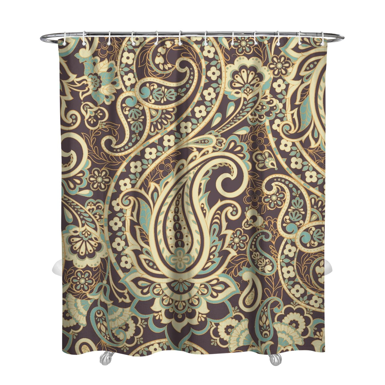 Classic Paisley Shower Curtain Artistic Ethnic Pattern Waterproof Quick ...