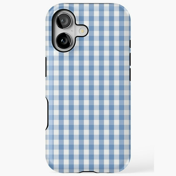 Classic Pale Blue Pastel Gingham Check Pattern Phone Case with iPhone ...