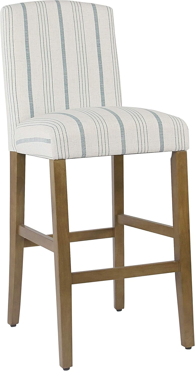 Classic Parsons Upholstered High Back Curved Top Barstool, 29-inch, Blue Calypso Stripe ...