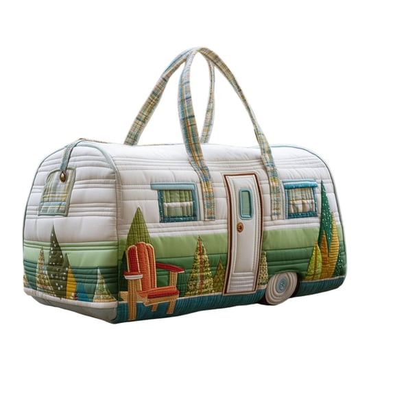 Classic Patchwork Travel Bag Stylish Print Spacious Interior ...