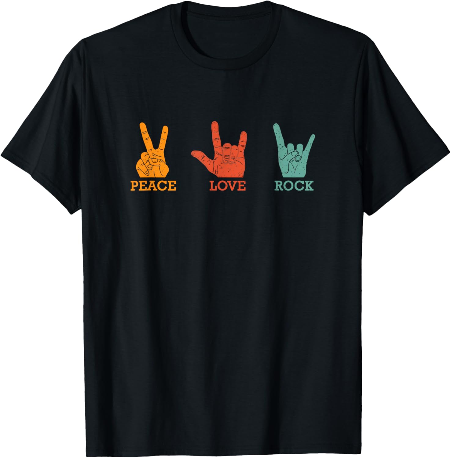 Classic Peace Love Rock Vintage Tee Concert Band Rock Music T-Shirt ...