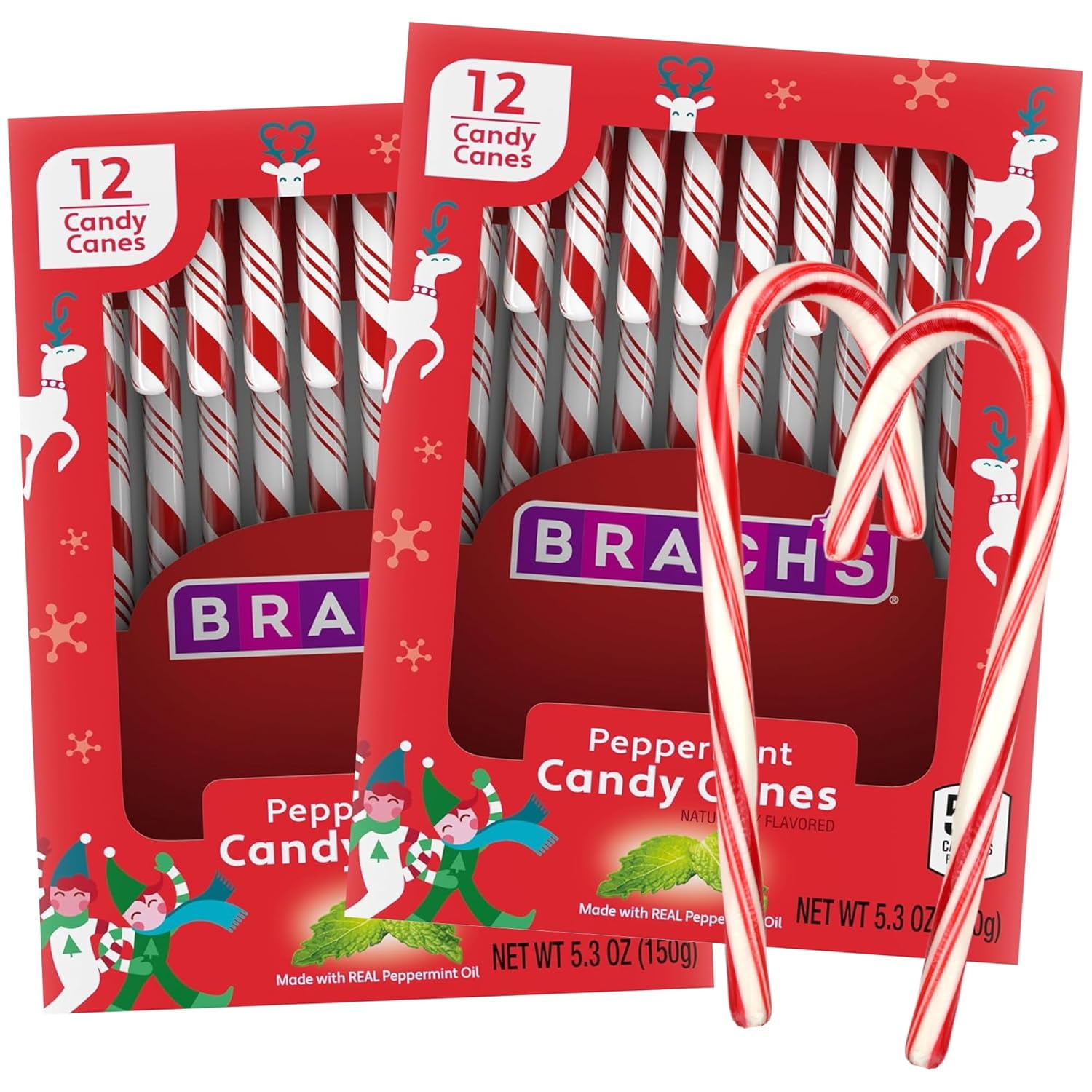Classic Peppermint Candy Canes, Traditional Holiday Treats, Christmas ...