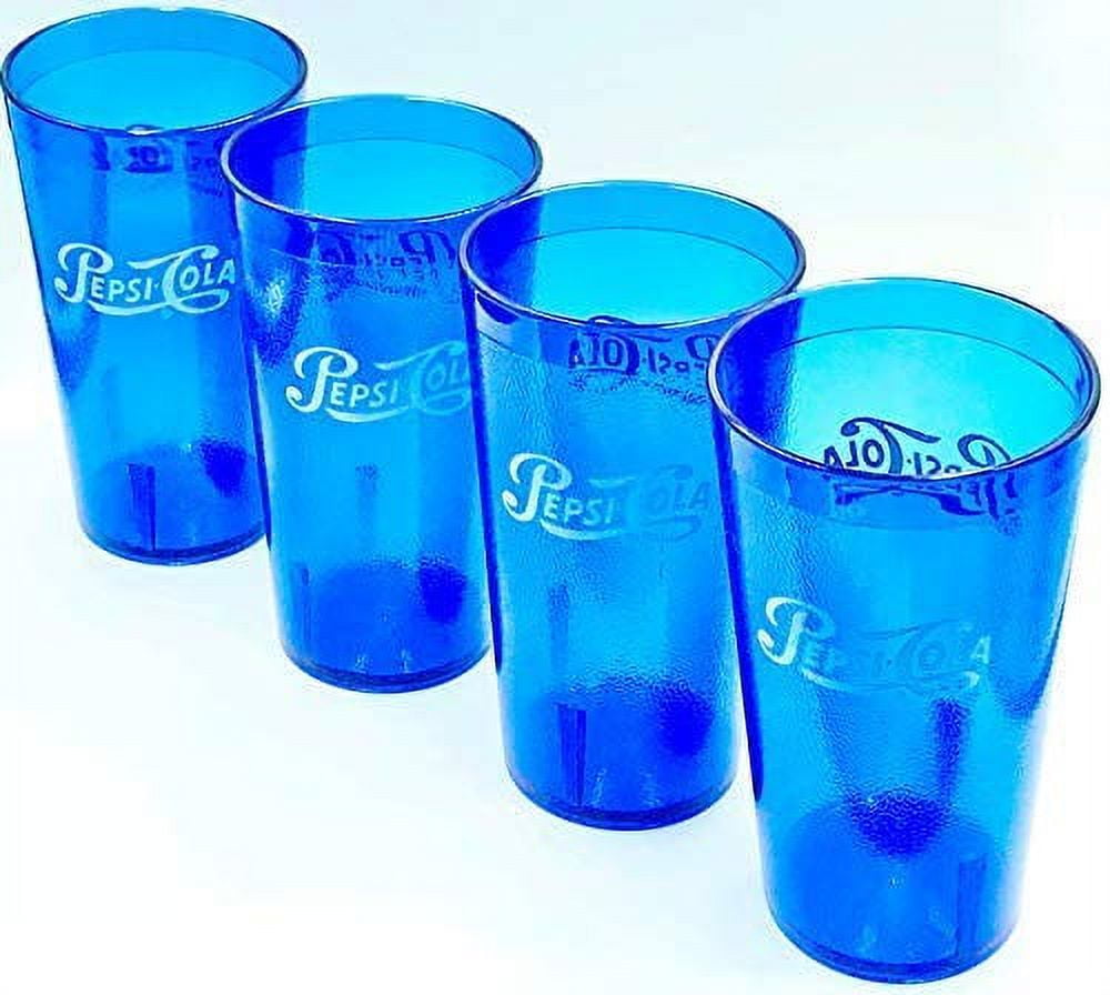 Classic Pepsi Script Logo Royal Blue Plastic Tumblers Set of 4 - 16oz ...