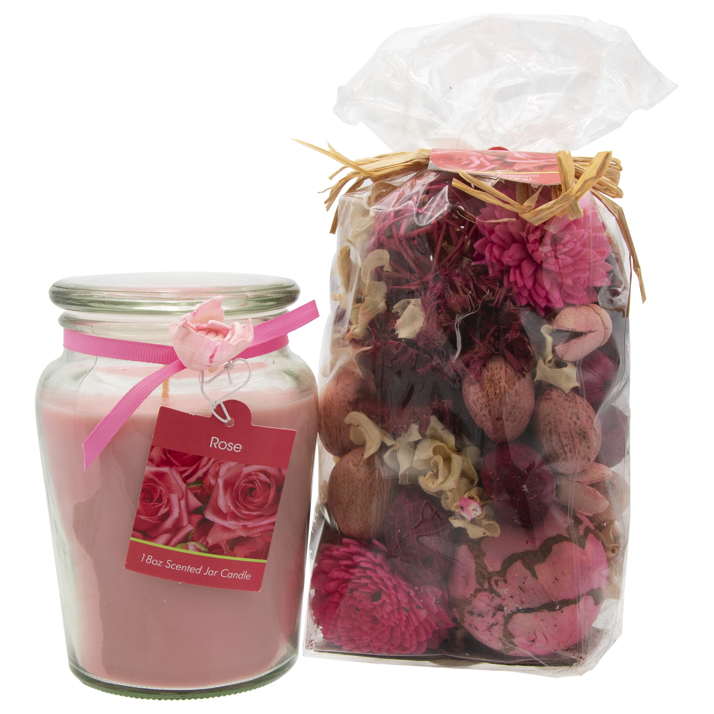 Generic Classic Pink Rose 18oz Jar Candle, Rose Potpourri Set, Scented ...