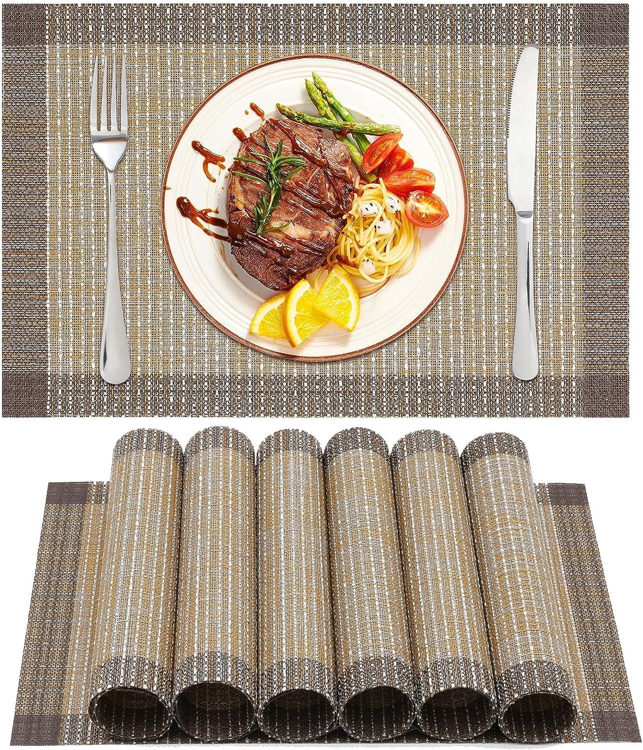 Classic Placemats Stain Resistant Anti-Skid Washable linen Table Mats ...