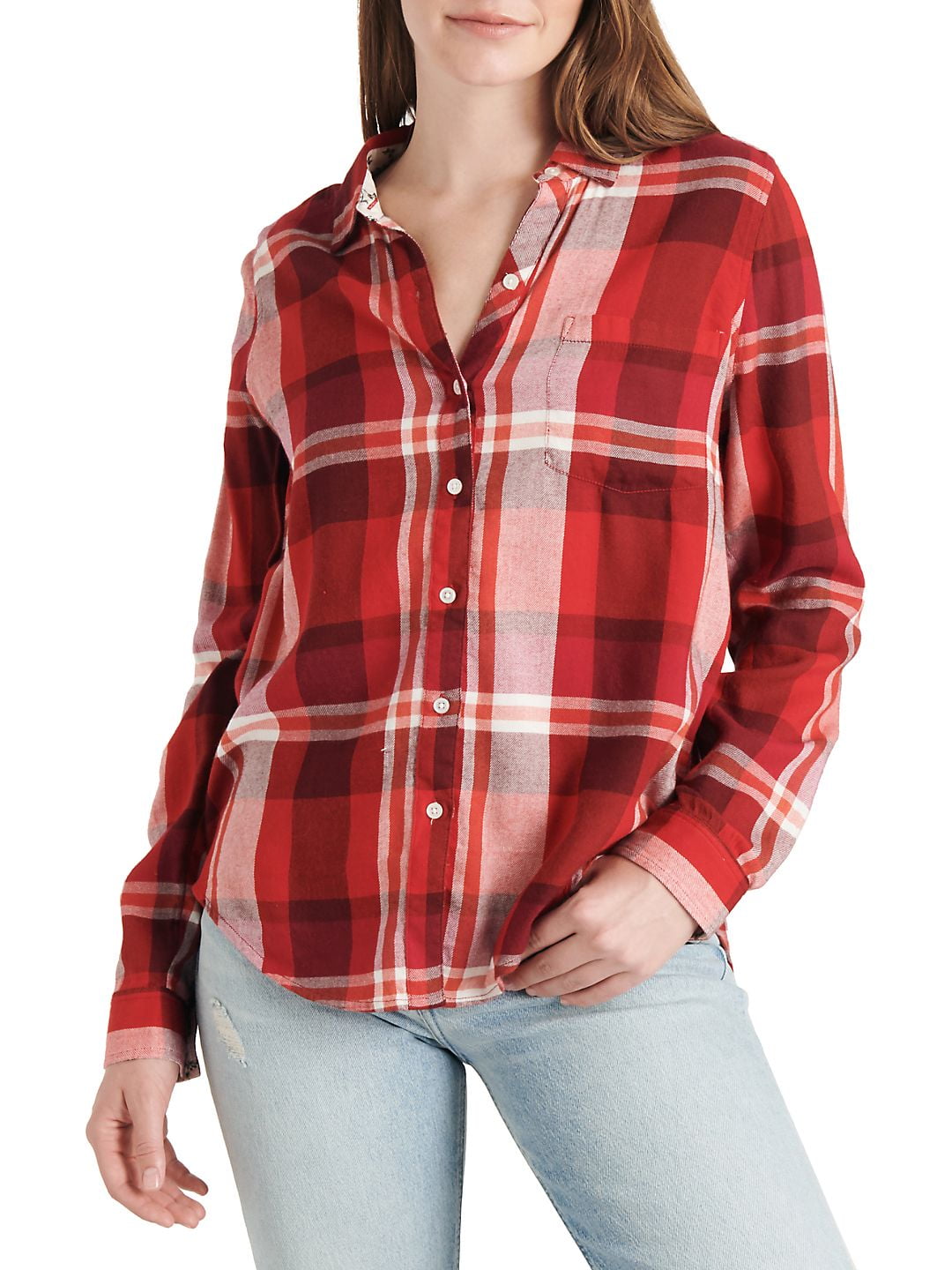 Lucky Brand Women's Plaid Shirt Orange Size Medium - Walmart.com