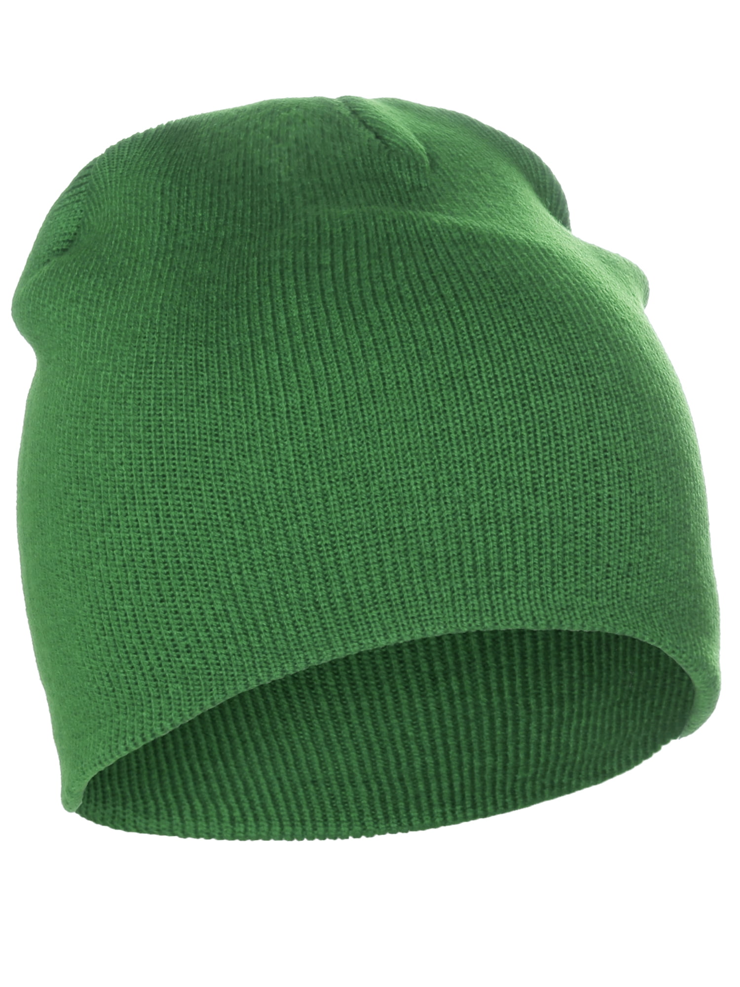 Classic Plain Cuffless Beanie Winter Knit Hat Skully Cap, Kelly Green ...
