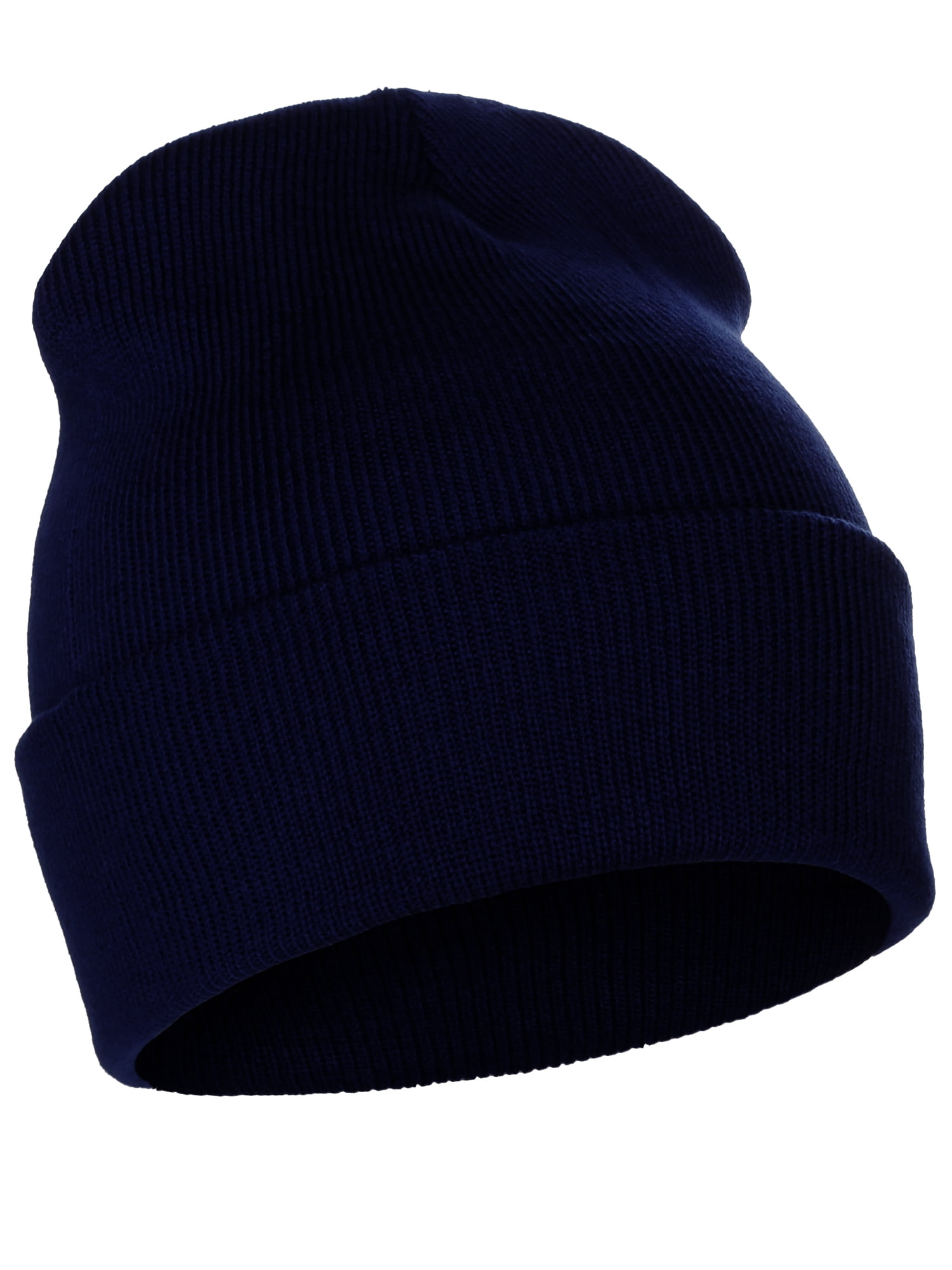 Classic Plain Cuffless Beanie Winter Knit Hat Skully Cap, Navy ...