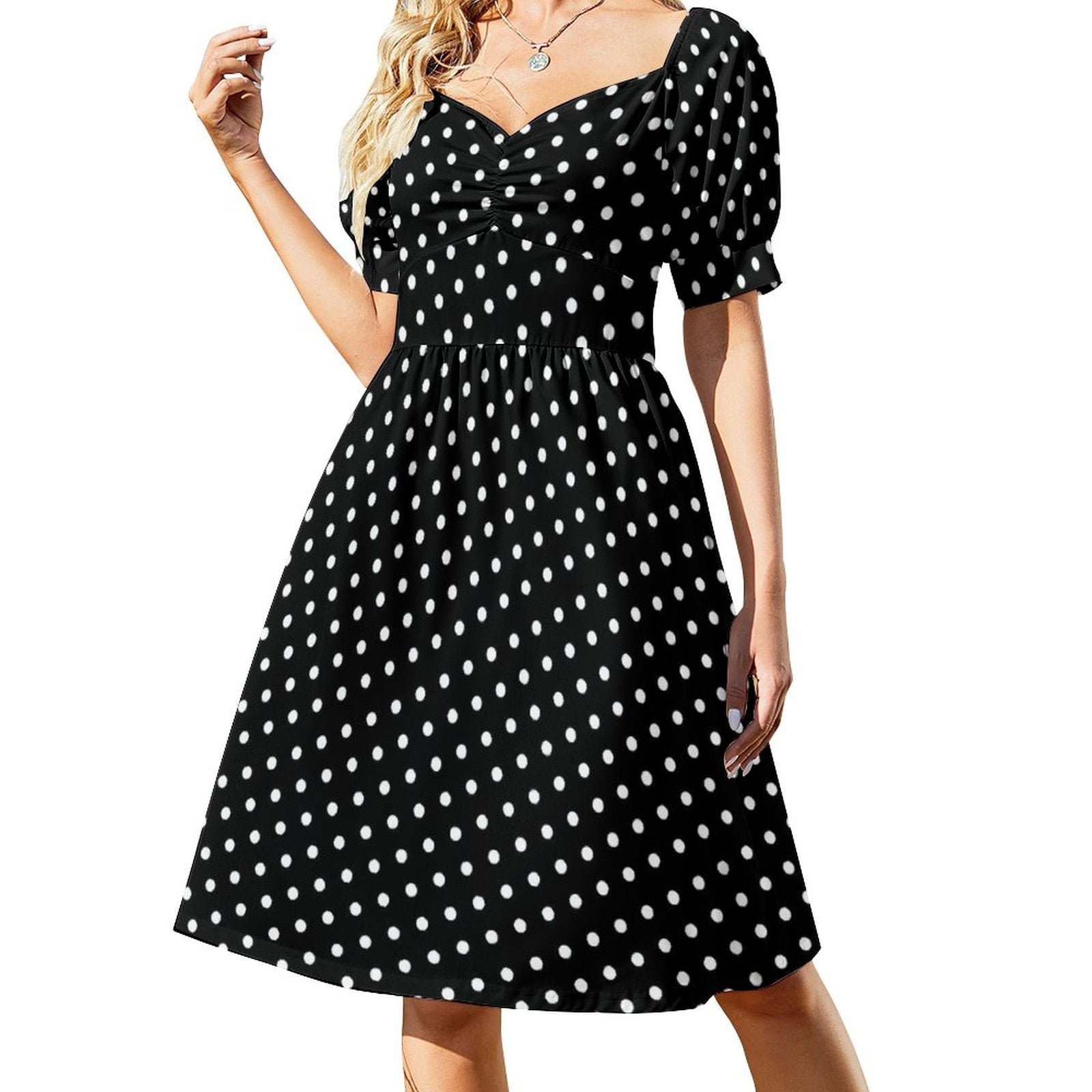 Classic Polka Dots Dress Blue and White Modern Dresses Summer Aesthetic ...