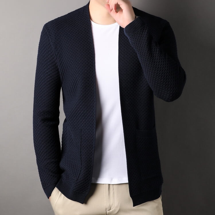 Classic Polo Pattern Cardigan for Men, No Zipper Shawl, Daily Work ...