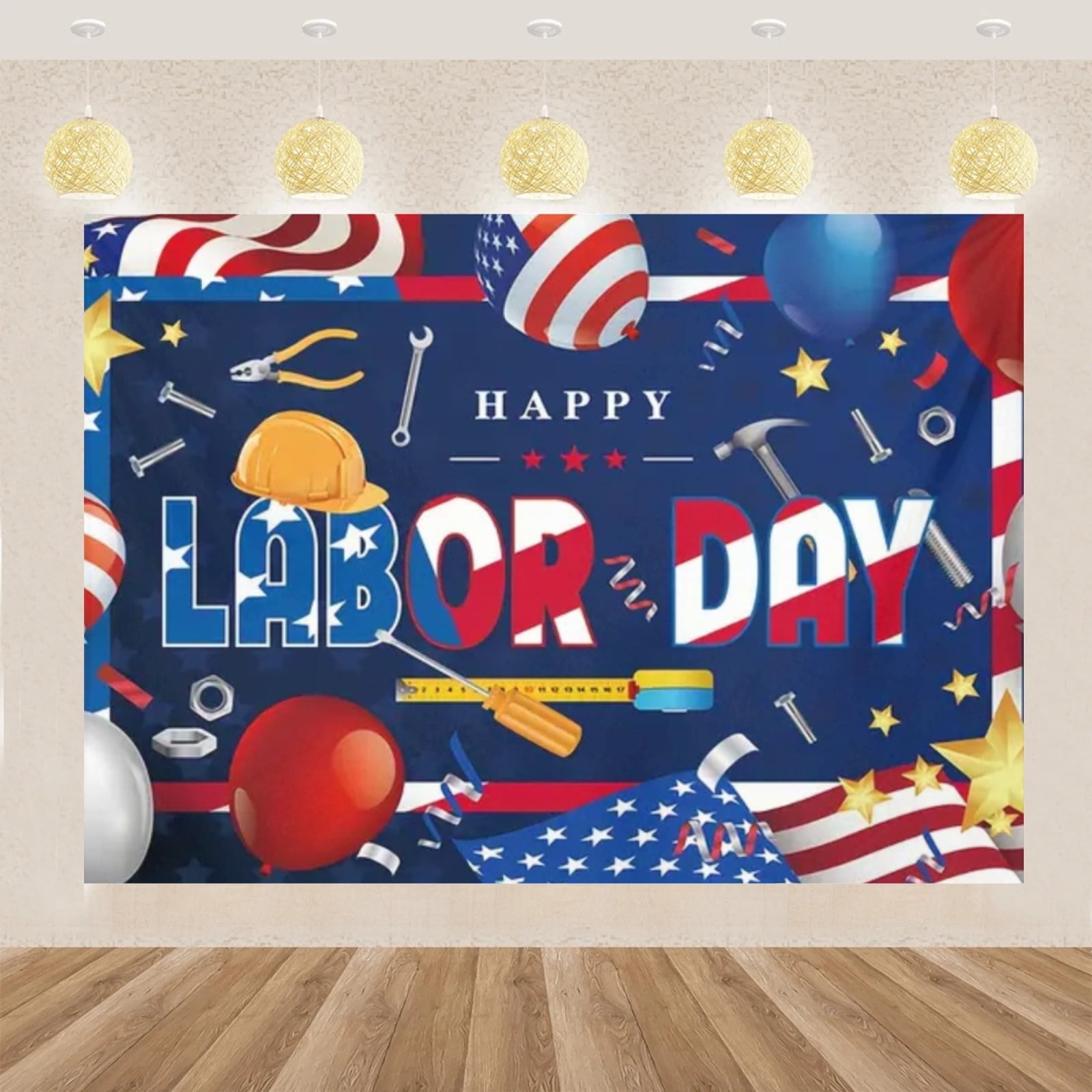 Classic Polyester Labor Day Banner, Patriotic Party Decoration, Indoor ...