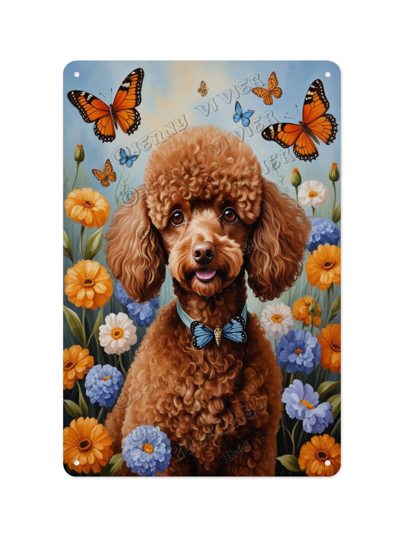 Classic Poodle Floral Aluminum Sign 12x16 Inches - Metal Gallery Wall ...