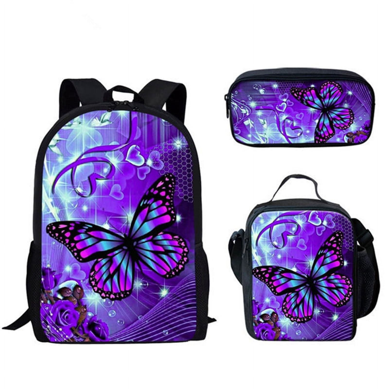 Classic Popular New Butterfly Pattern 3D Print 3pcs/Set Student Bags ...