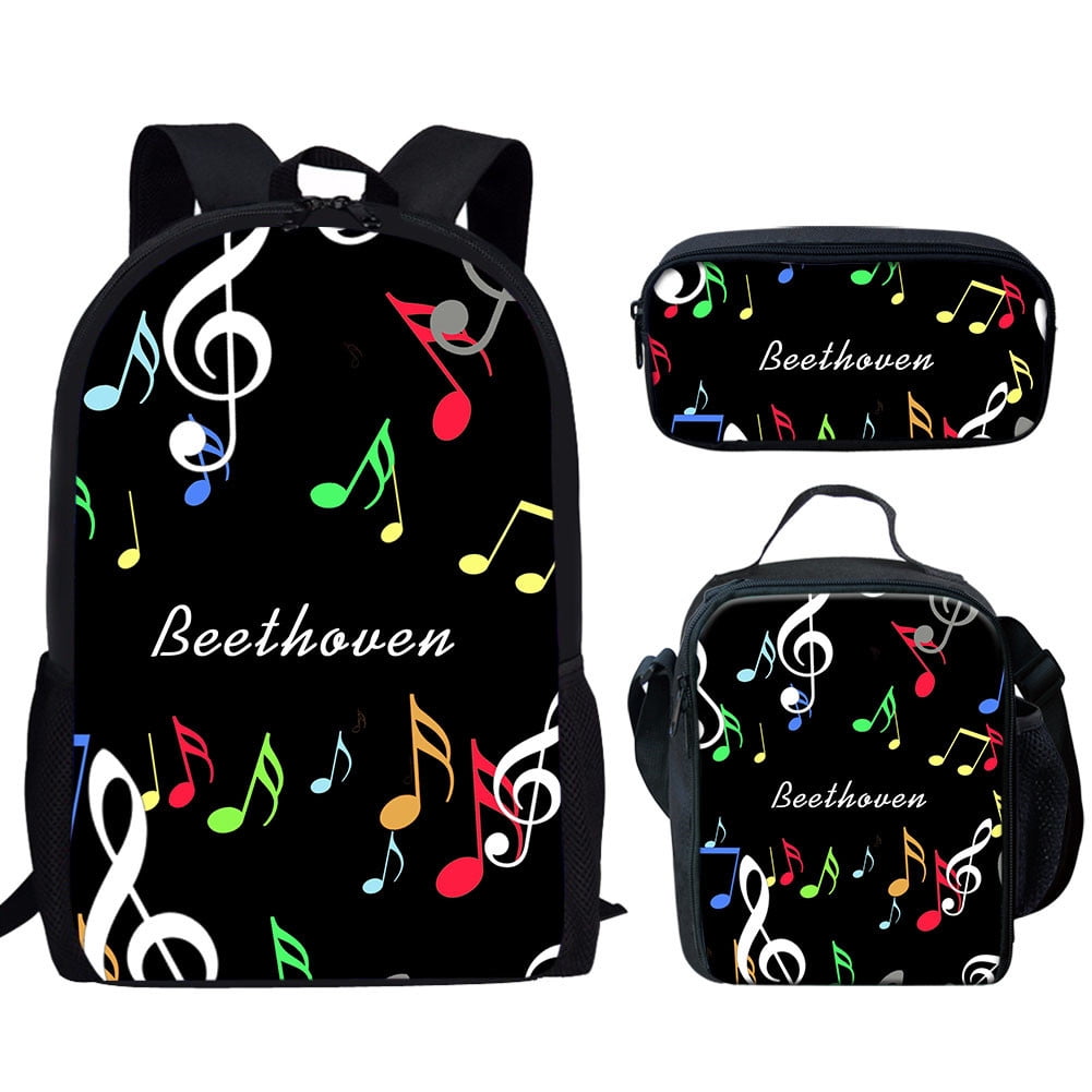 Classic Popular New Music Notes 3D Print 3pcs/Set Student Bags Laptop ...