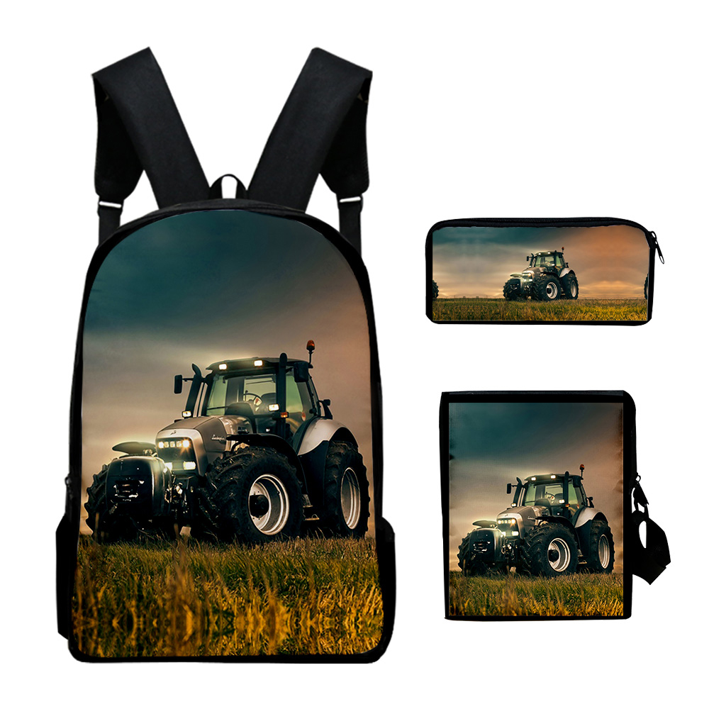 Classic Popular tractor pattern 3D Print 3pcs/Set pupil Bags Laptop ...