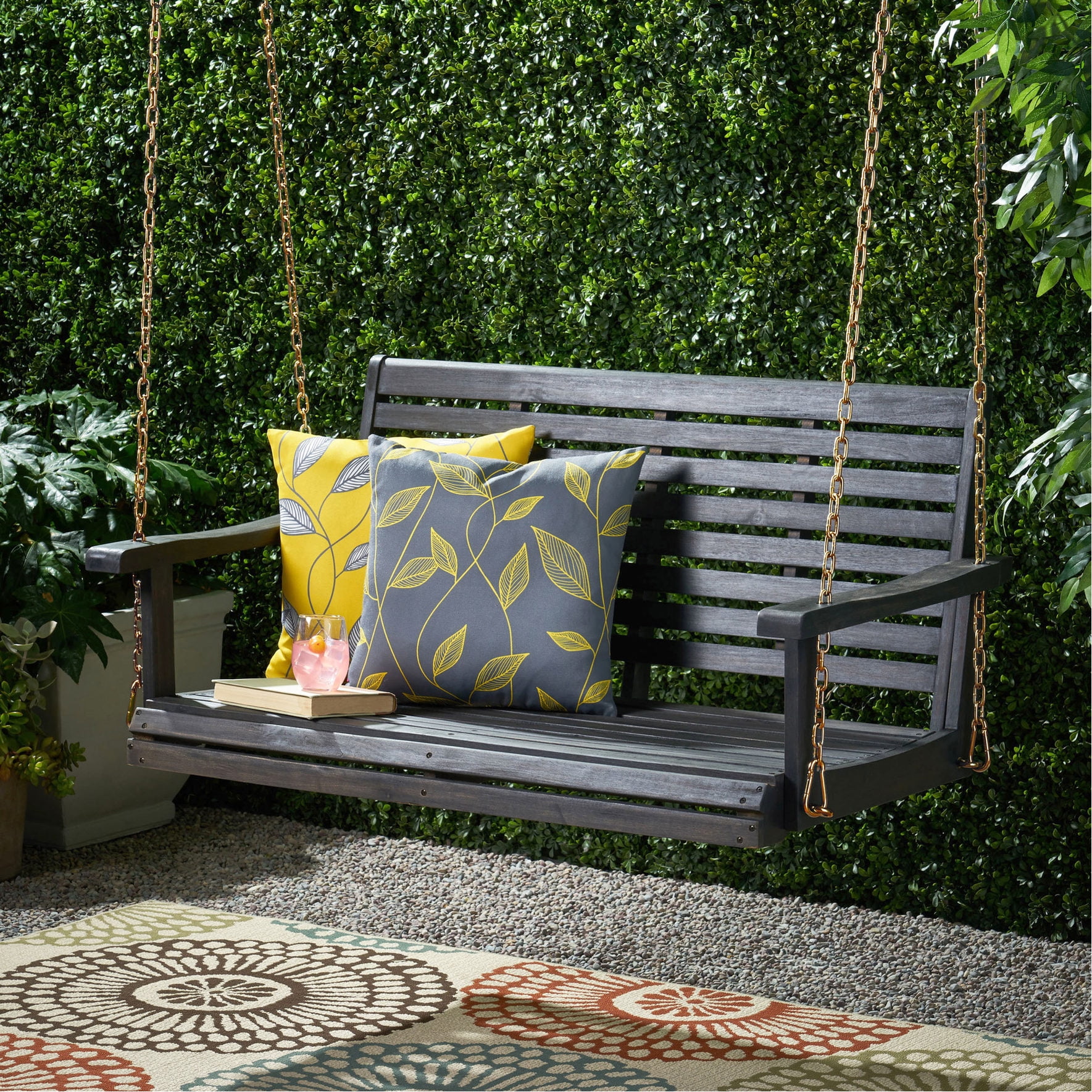 Classic Porch Swing with Slatted Design / For Outdoor Unwinding / Fits ...