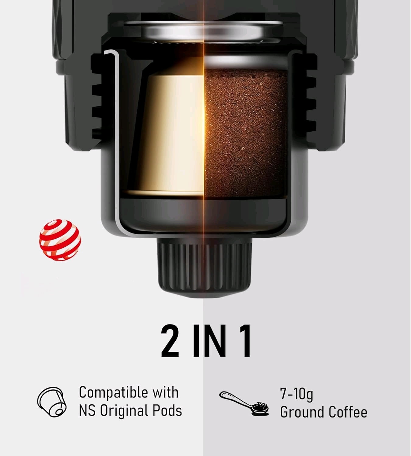 Classic Portable Espresso Maker, 2 IN 1 Travel Coffee Maker Compatible ...