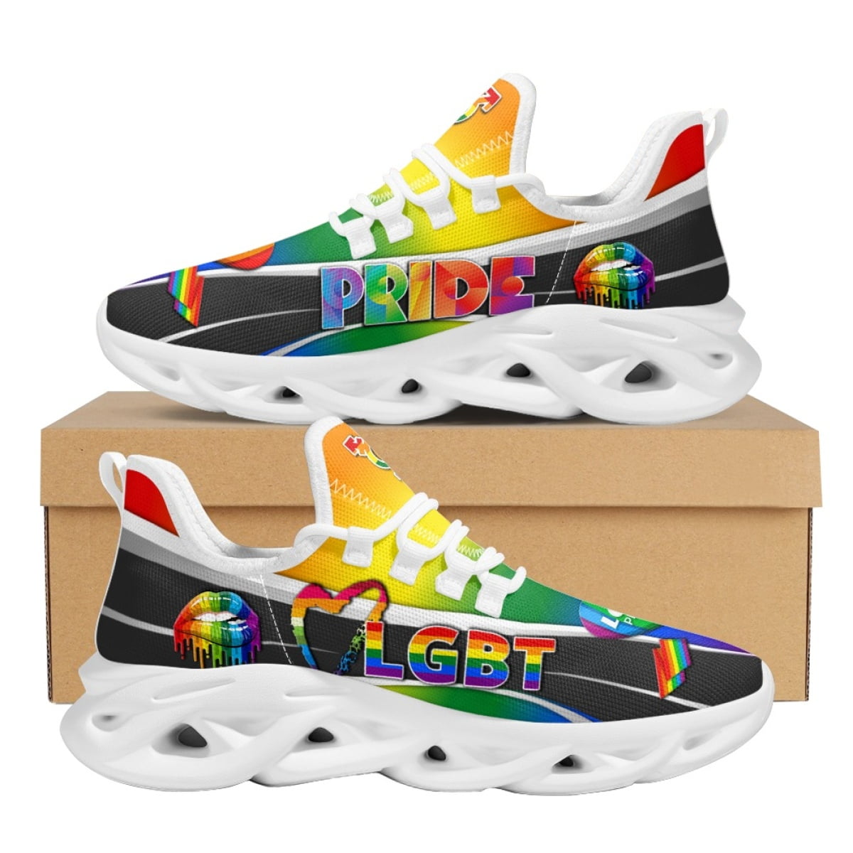 Classic Pride LGBT Love Design Woman Shoes Kintting Sneakers Big ...