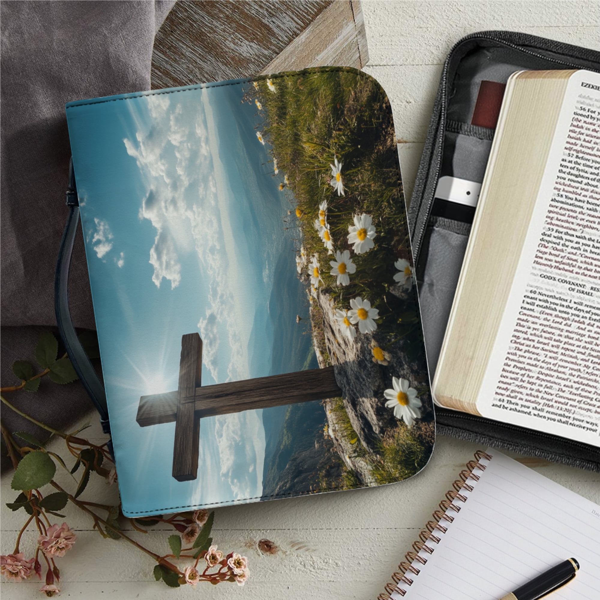 Classic Print Bible Bag for Women Zipper Handle Handbags Bible Leather ...